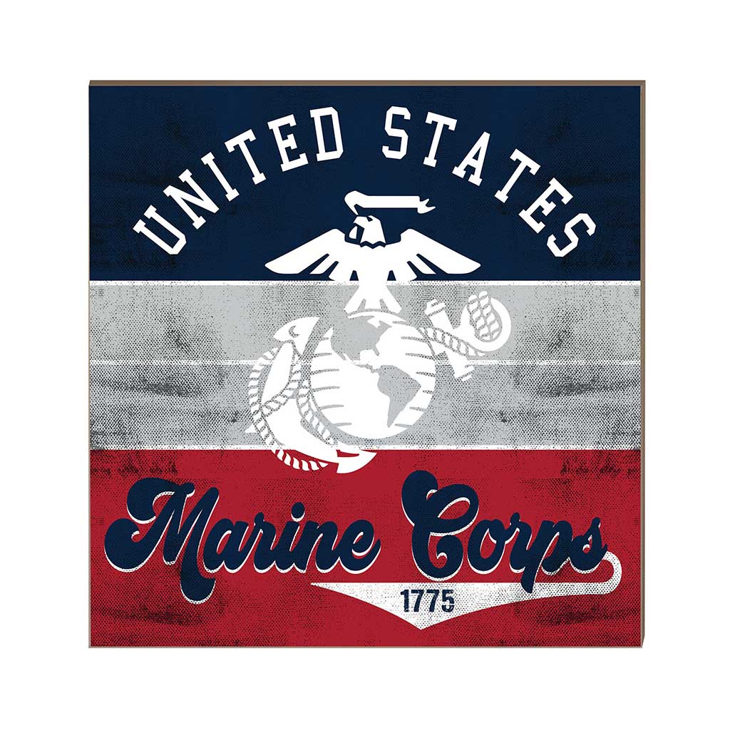 USMC Retro Color 10 x 10 inch Wood Sign - Made In The USA — 7.62 Design