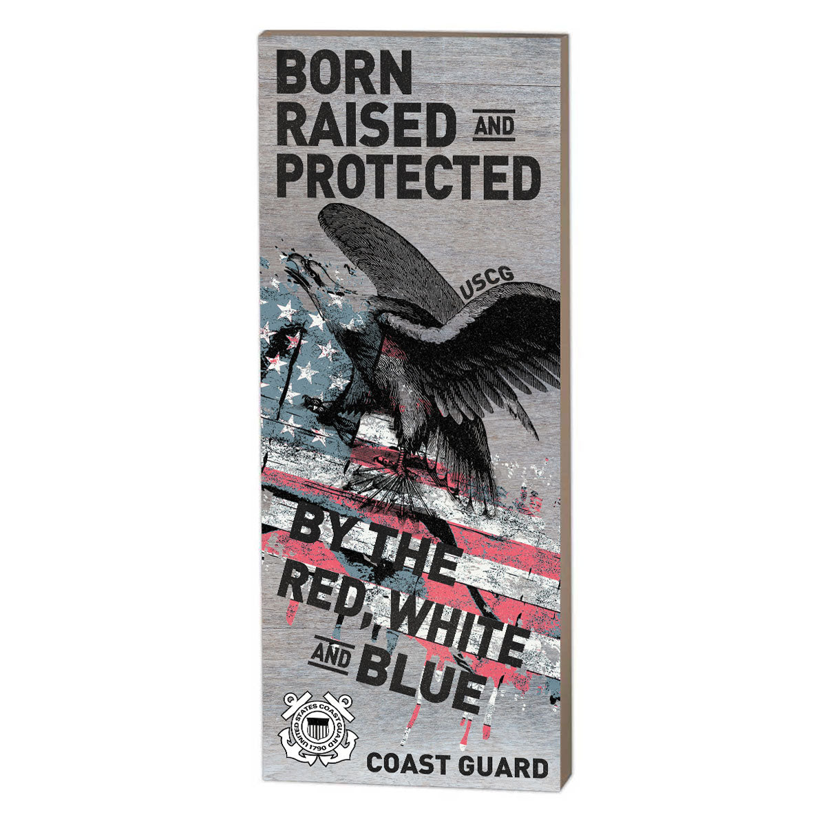 U.S. Coast Guard Red White & Blue 7 x 18 inch Wood Sign- Made In The U ...