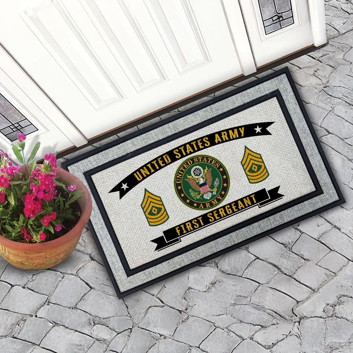 US Army First Sergeant E-8 - 18 x 30 inch Color Doormat — 7.62 Design