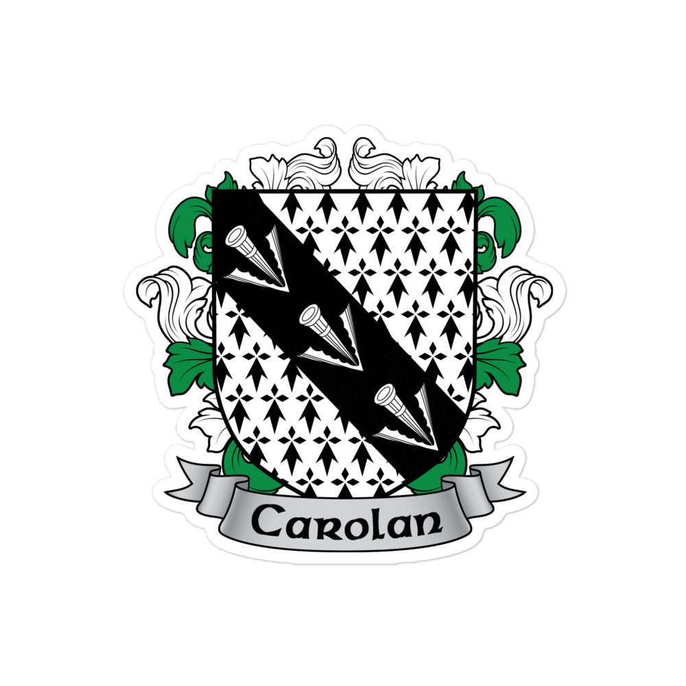 Carolan Irish Family Coat of Arms Sticker — 7.62 Design