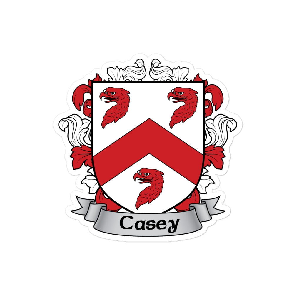Casey﻿ Irish Family Coat of Arms Sticker — 7.62 Design