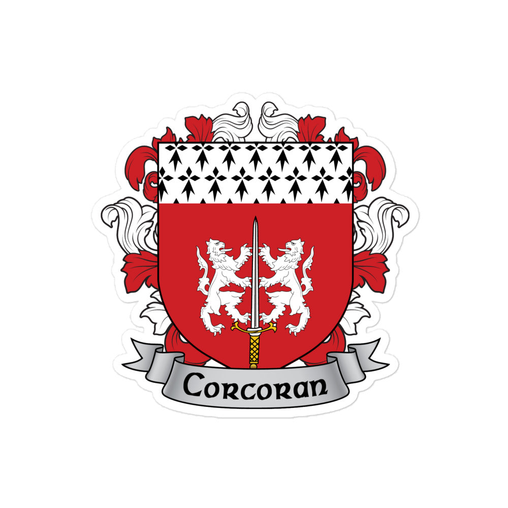 Corcoran Irish Family Coat of Arms Sticker — 7.62 Design