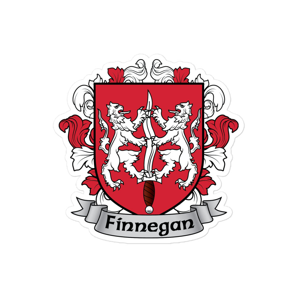 Finnegan Irish Family Coat of Arms Sticker — 7.62 Design
