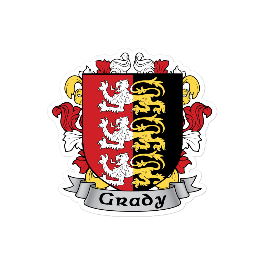 Grady Irish Family Coat of Arms Sticker — 7.62 Design