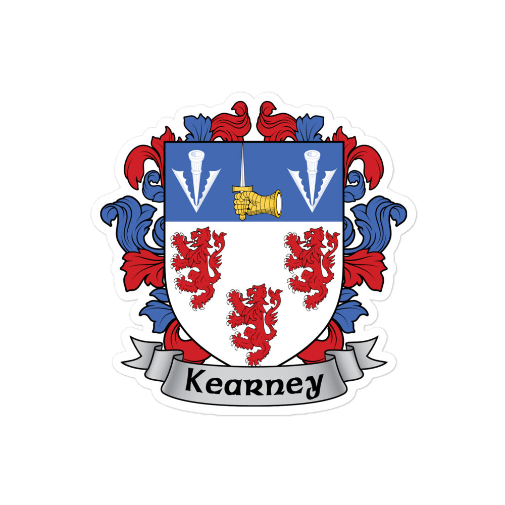 Kearney Irish Family Coat of Arms Sticker — 7.62 Design
