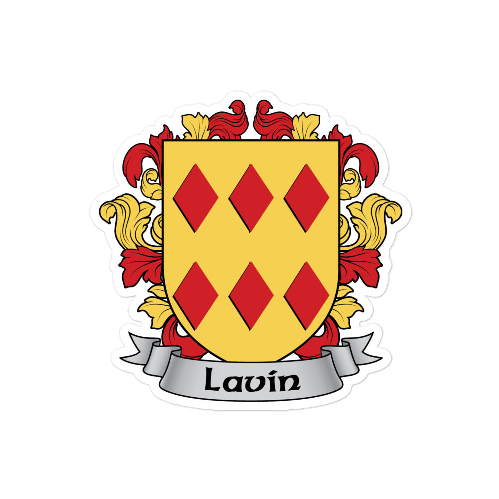 Lavin Irish Family Coat of Arms Sticker — 7.62 Design