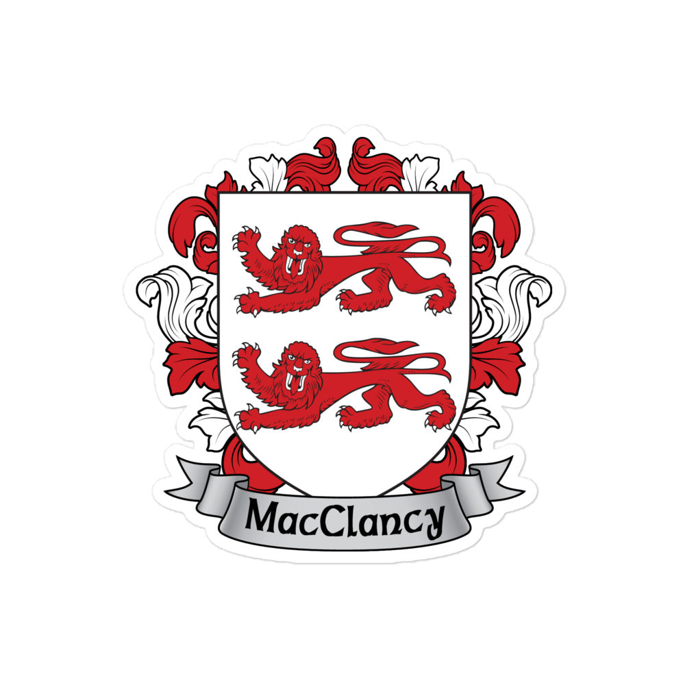 MacClancy Irish Family Coat of Arms Sticker — 7.62 Design