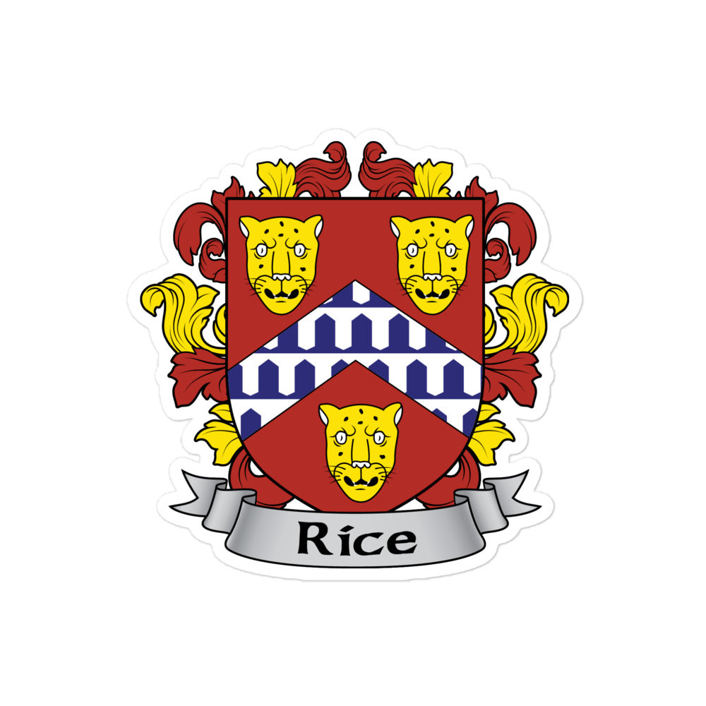 Rice Irish Family Coat of Arms Sticker — 7.62 Design