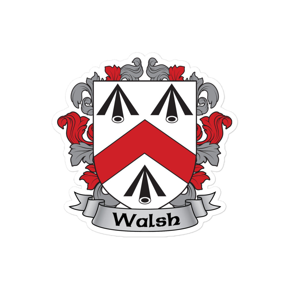 Walsh Irish Family Coat of Arms Sticker — 7.62 Design