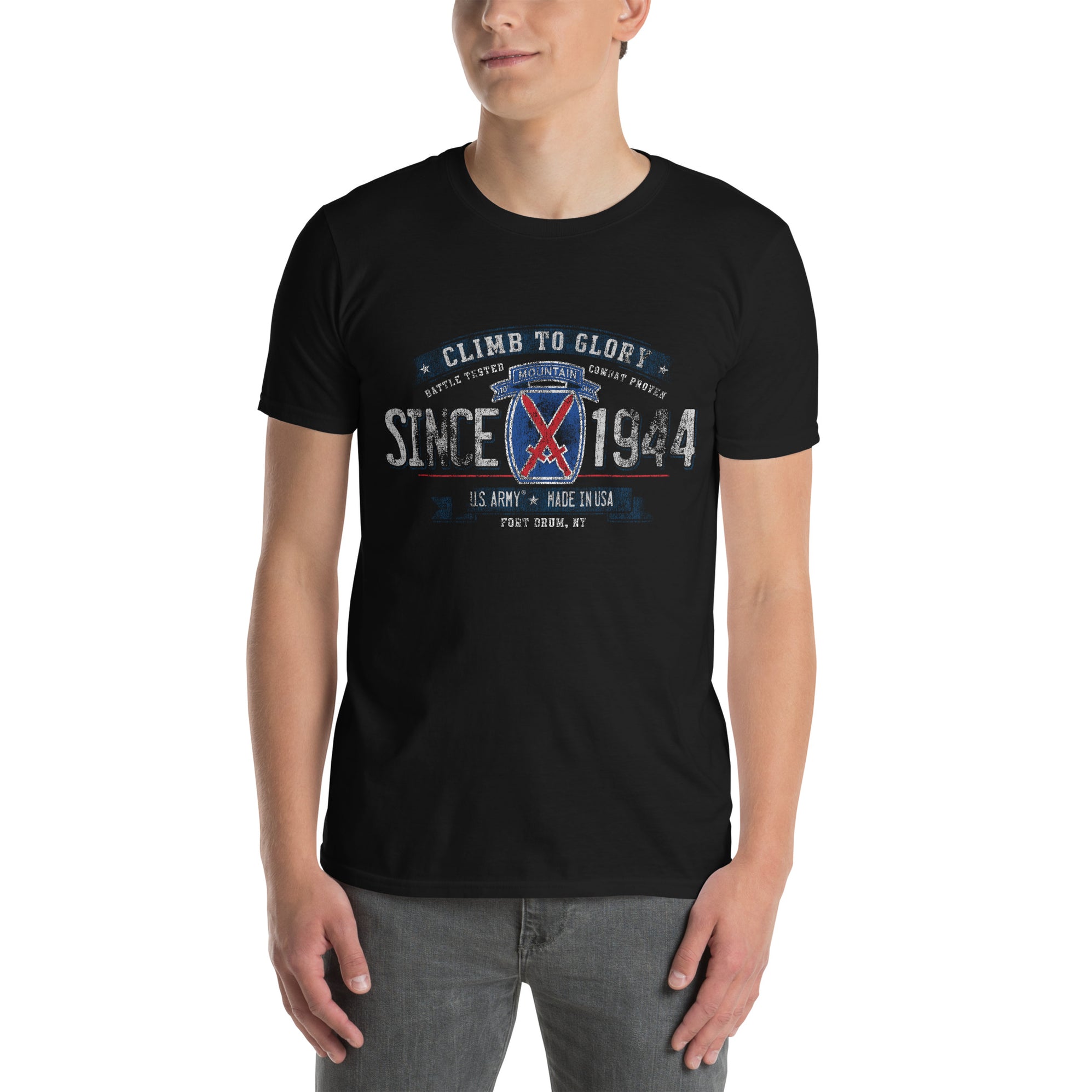 U.S. Army 10th Mountain Division Retro Black Ink Unisex T-Shirt — 7.62 ...