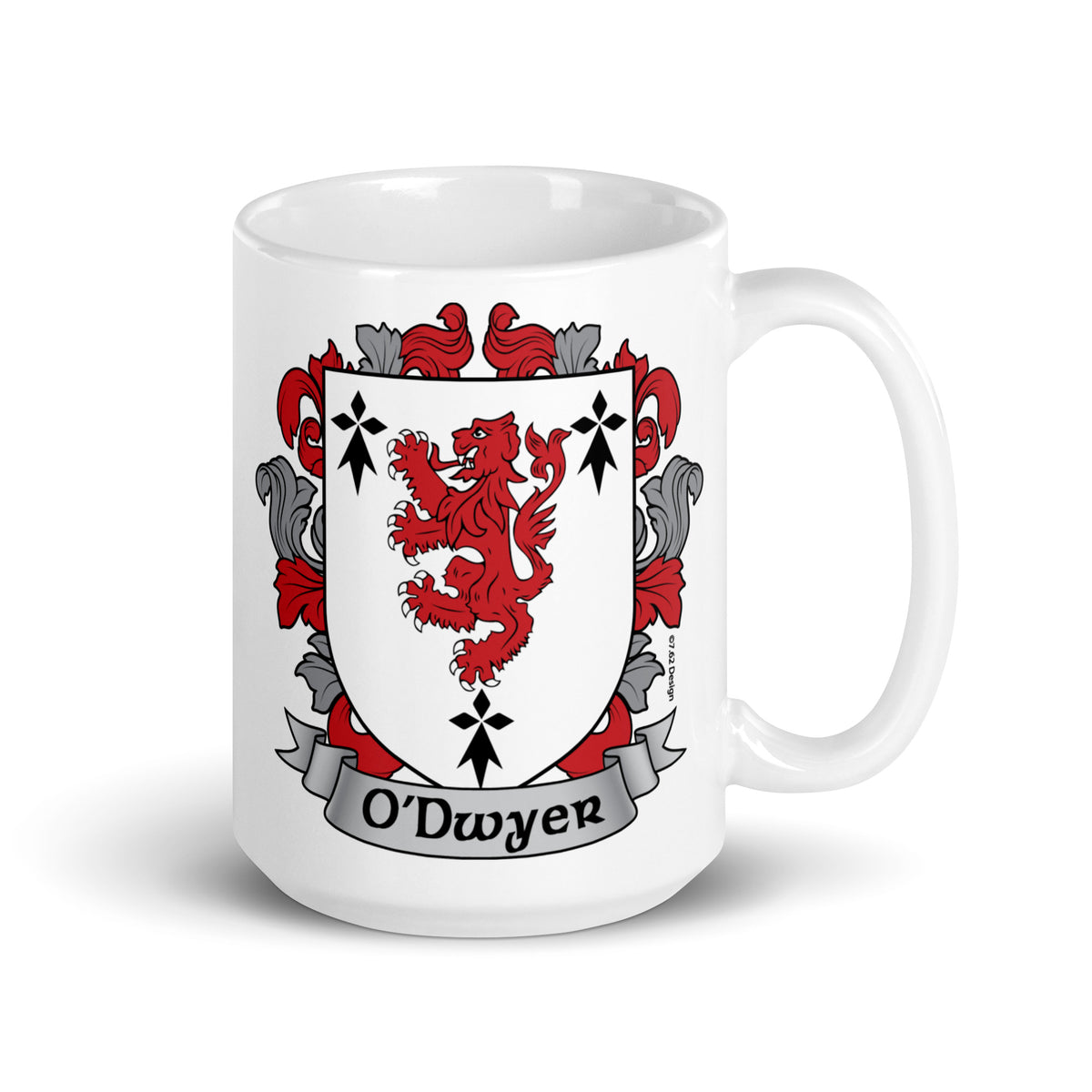 O'Dwyer Irish Family Crest Coat Of Arms 15oz Mug — 7.62 Design