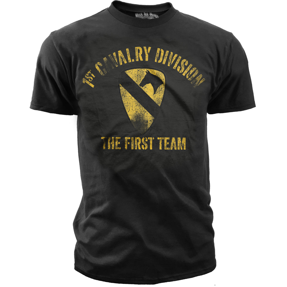 US Army 1st Cavalry - The First Team Retro - Black Ink Mens T-Shirt — 7 ...