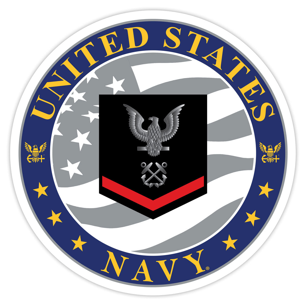 US Navy E-4 Petty Officer Third Class 3.5" Decal by 7.62 Design