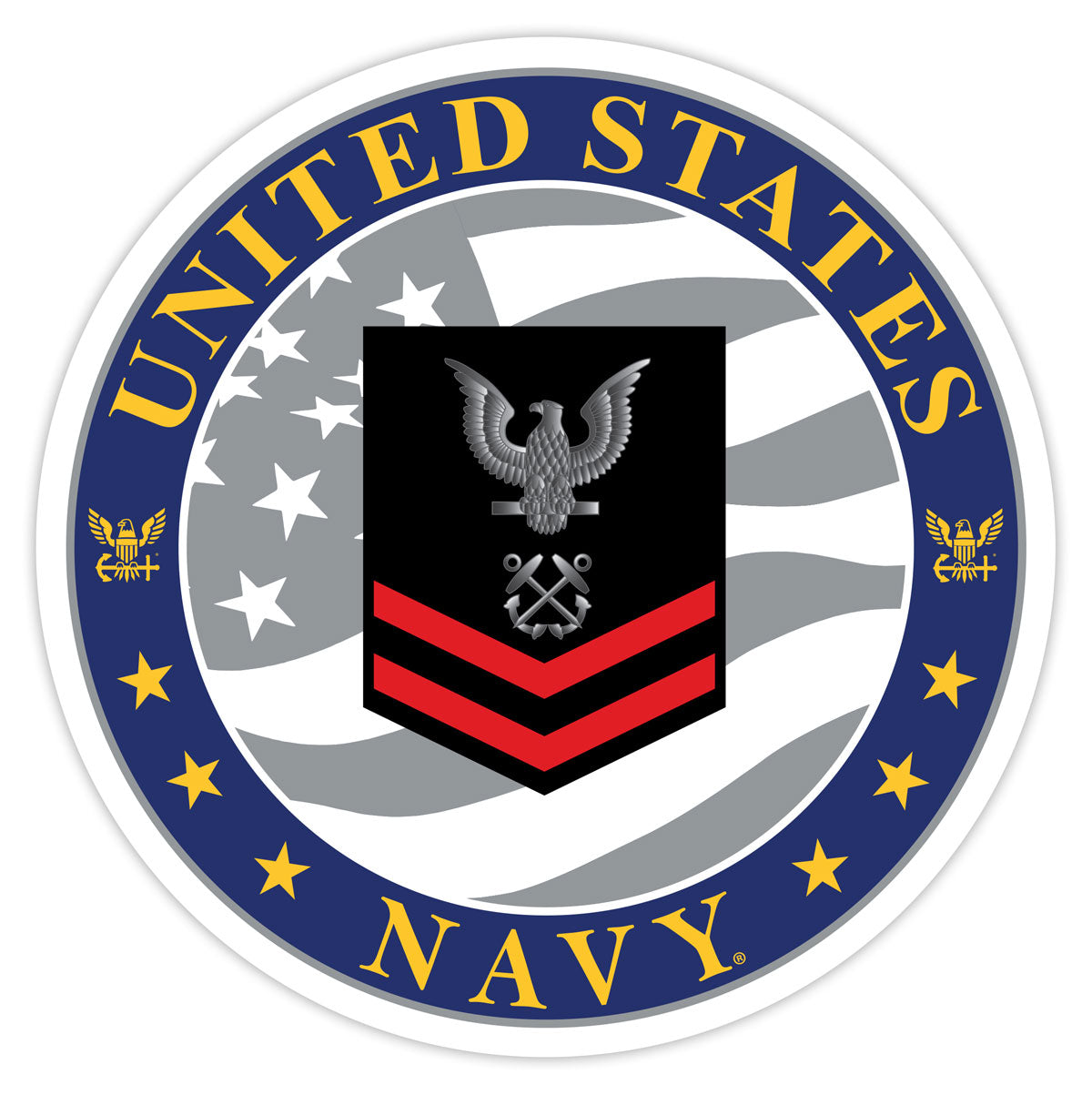 US Navy E-5 Petty Officer Second Class (RD) 3.5" Decal by 7.62 Design