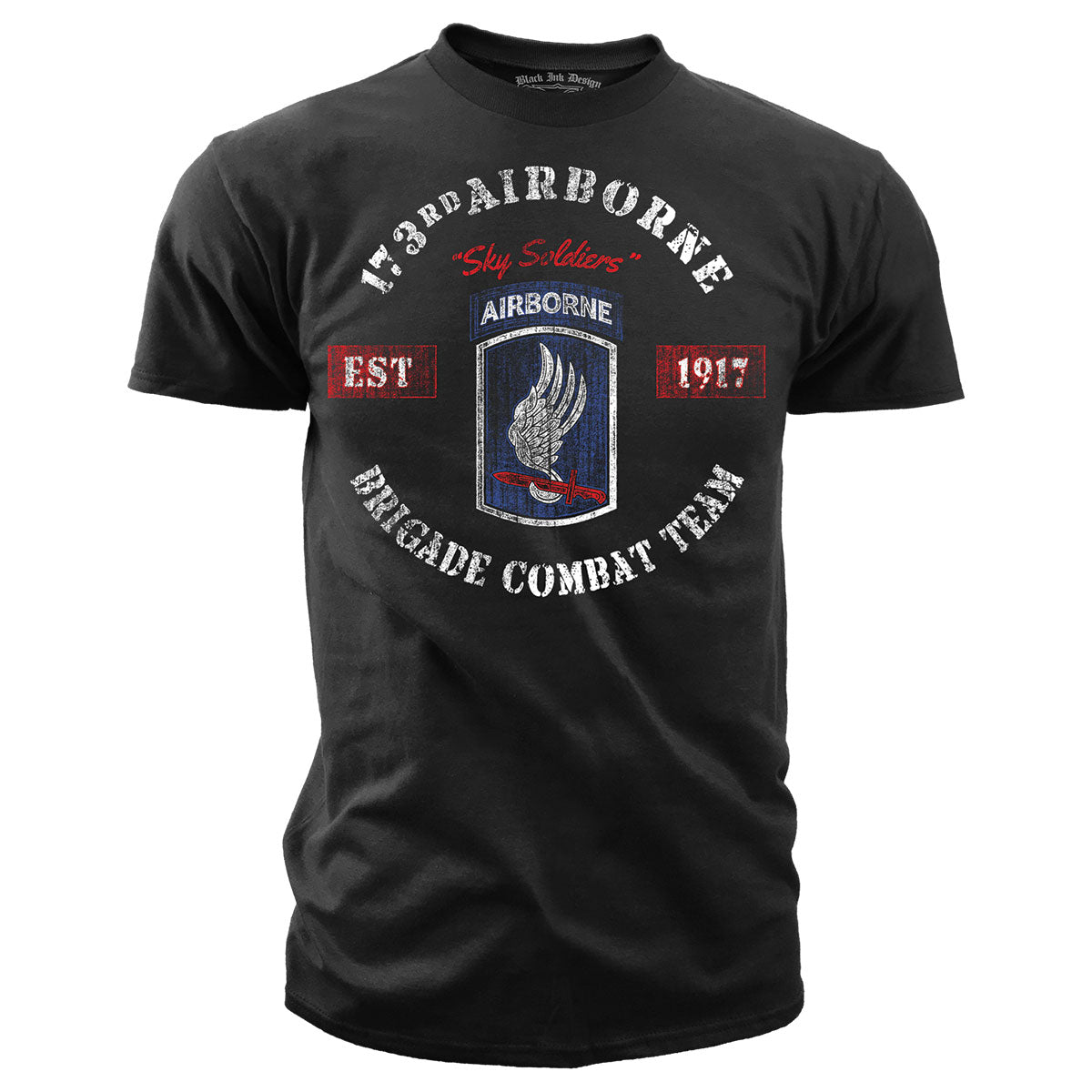 Army T-Shirt - US Army 173rd Airborne - Retro - Black Ink Mens T-Shirt ...