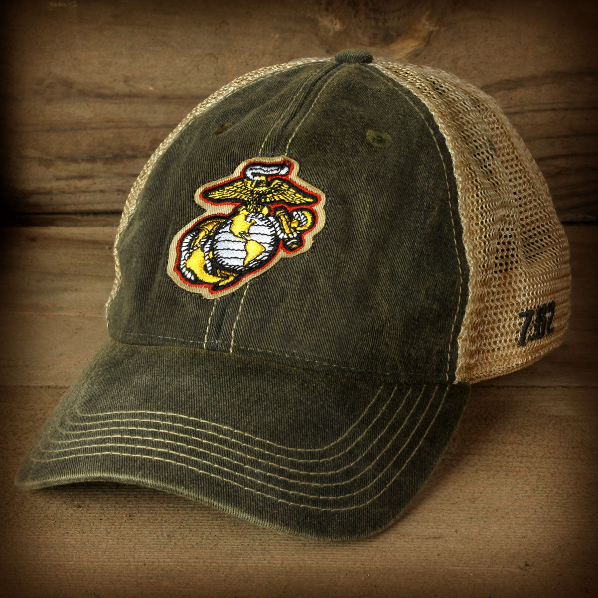 USMC 'Eagle, Globe, and Anchor' Vintage Trucker Hat - Black — 7.62 Design